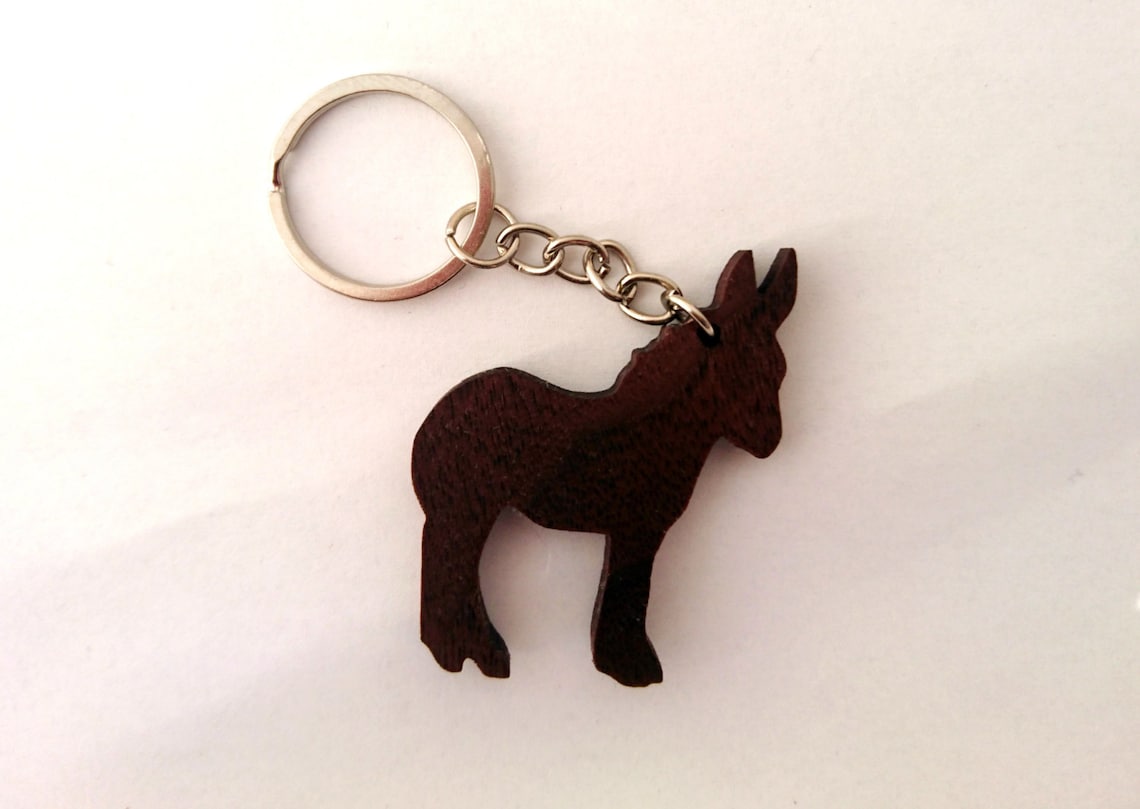 Wooden Donkey Keychain Animal Keychain Farm Animal Keychain - Etsy