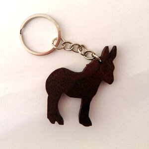 Wooden Donkey Keychain, Animal Keychain, Farm Animal Keychain, Walnut ...