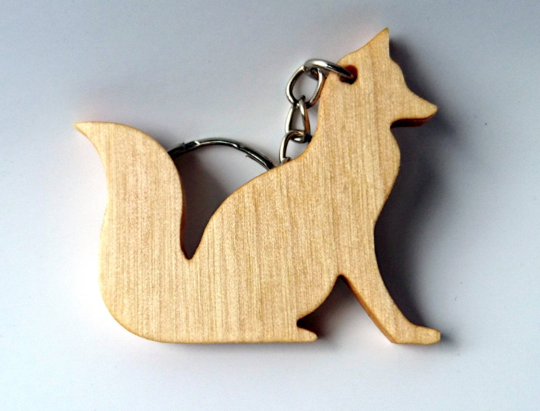 Wooden Fox Keychain, Birch Wood, Animal Keychain, Environmental ...