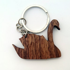 Wooden Swan Keychain, Walnut Wood, Animal Keychain, Environmental ...