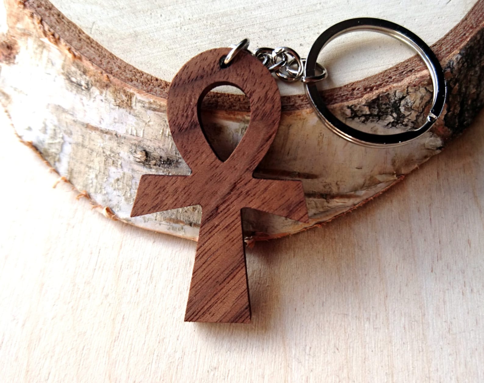 Wooden Ankh Sign Keychain Walnut Wood Sign Keychain Egypt | Etsy