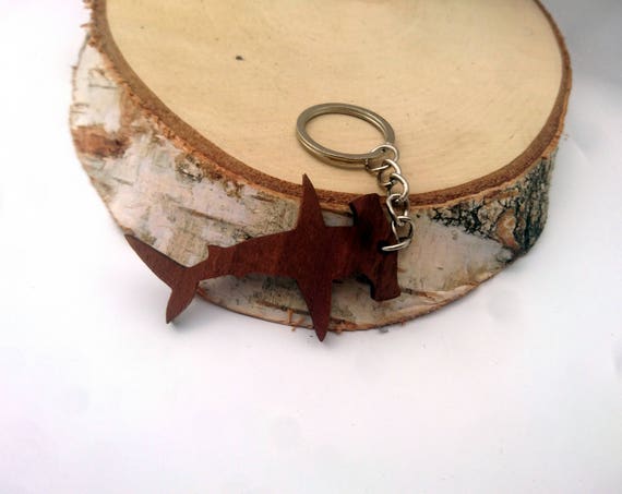 Wooden Hammerhead Shark Keychain Walnut Wood Animal | Etsy