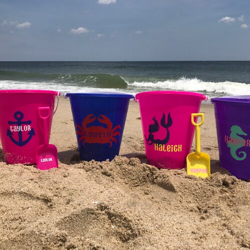 Personalized Beach Pail Beach Bucket Name Bucket Sand Toy | Etsy