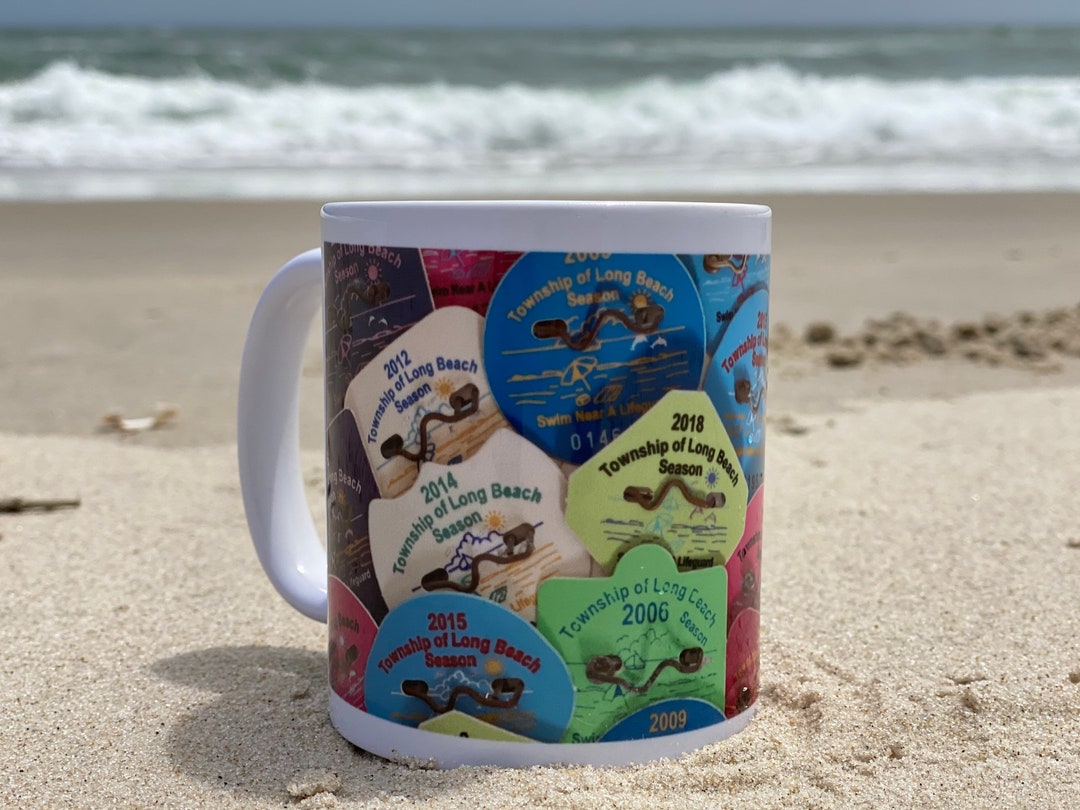 Beach Badges Coffee Mug, Badge Coffee Mug, Beach Mug, Beach Badge ...