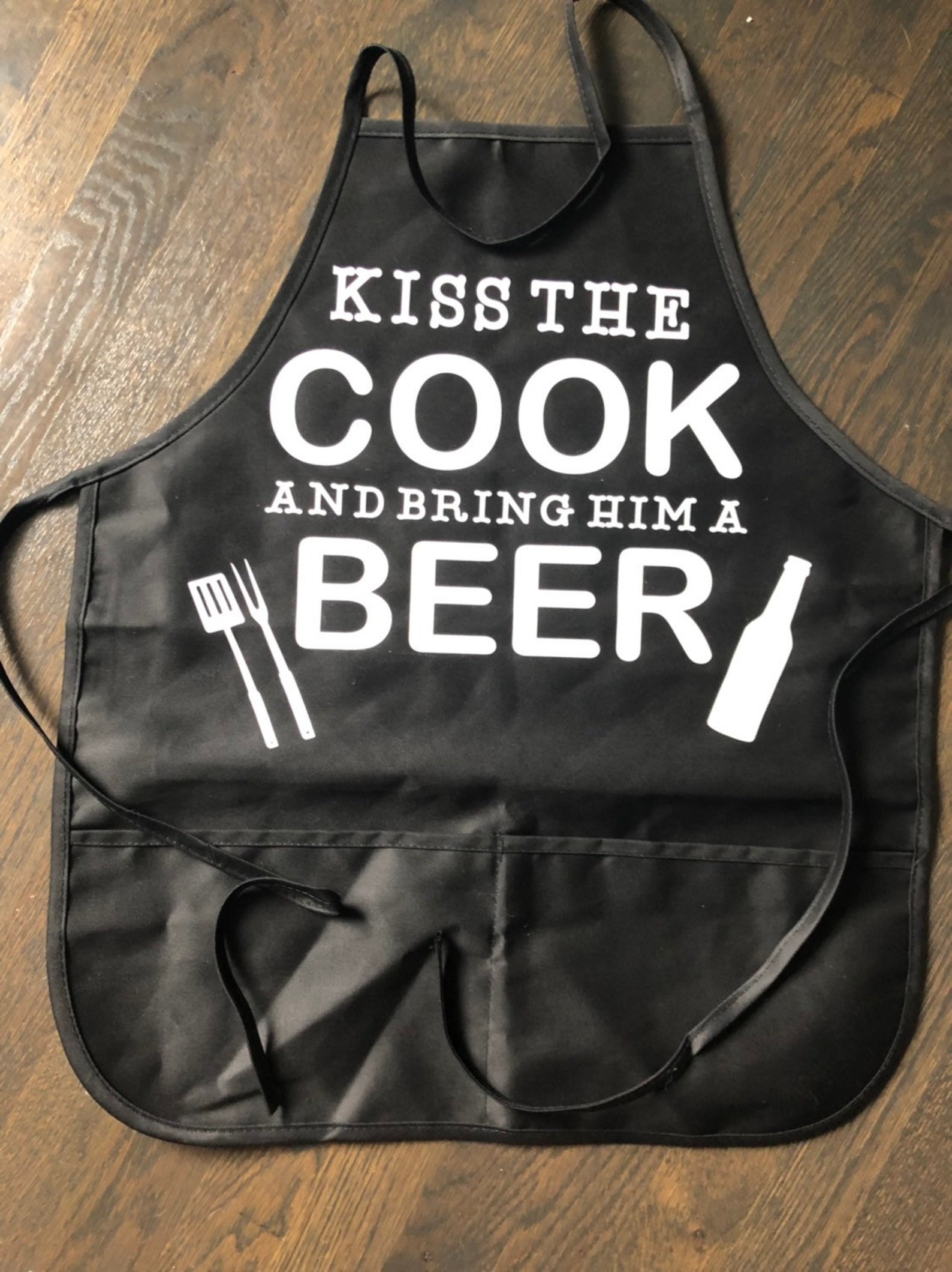 Dad Apron Beer Apron Kiss the Cook Apron Father's Day - Etsy