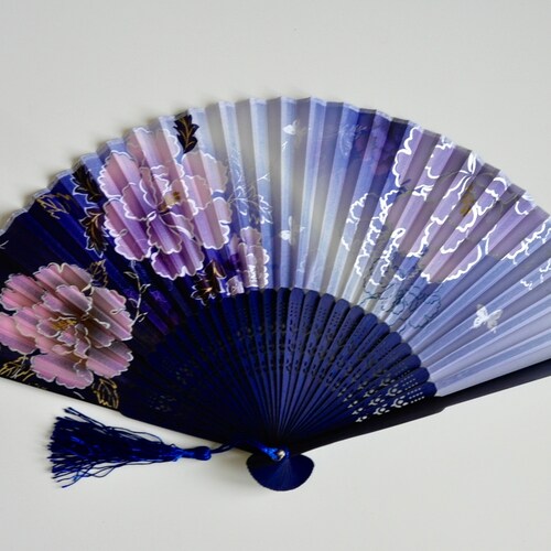 Silk Black Rabbit Hand Fan With Sleeve handheld Folding Fan - Etsy