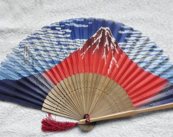 Japanese Silk Hand Fan With Sleeve mount Fujihandheld | Etsy