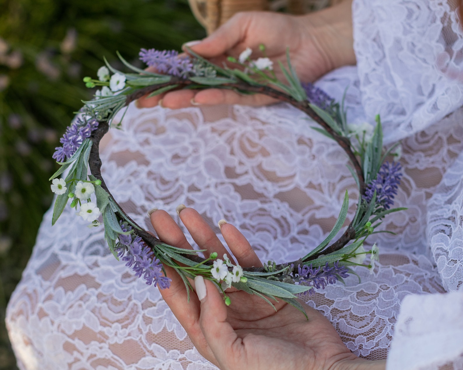 Ready to Ship! Beautiful Dainty Lavender Baby Breath Flower Crown ...