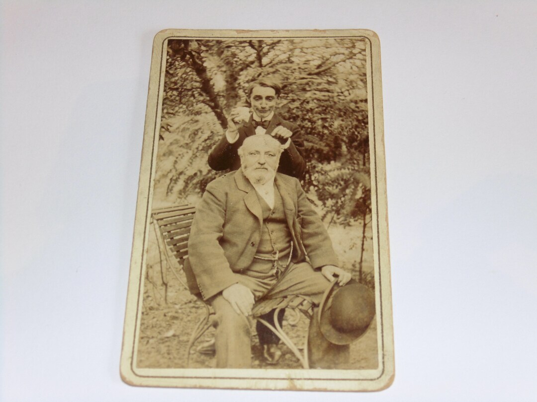 Victorian Carte-de-visite Funny Man Pointing to Man's Lumpy Head ...