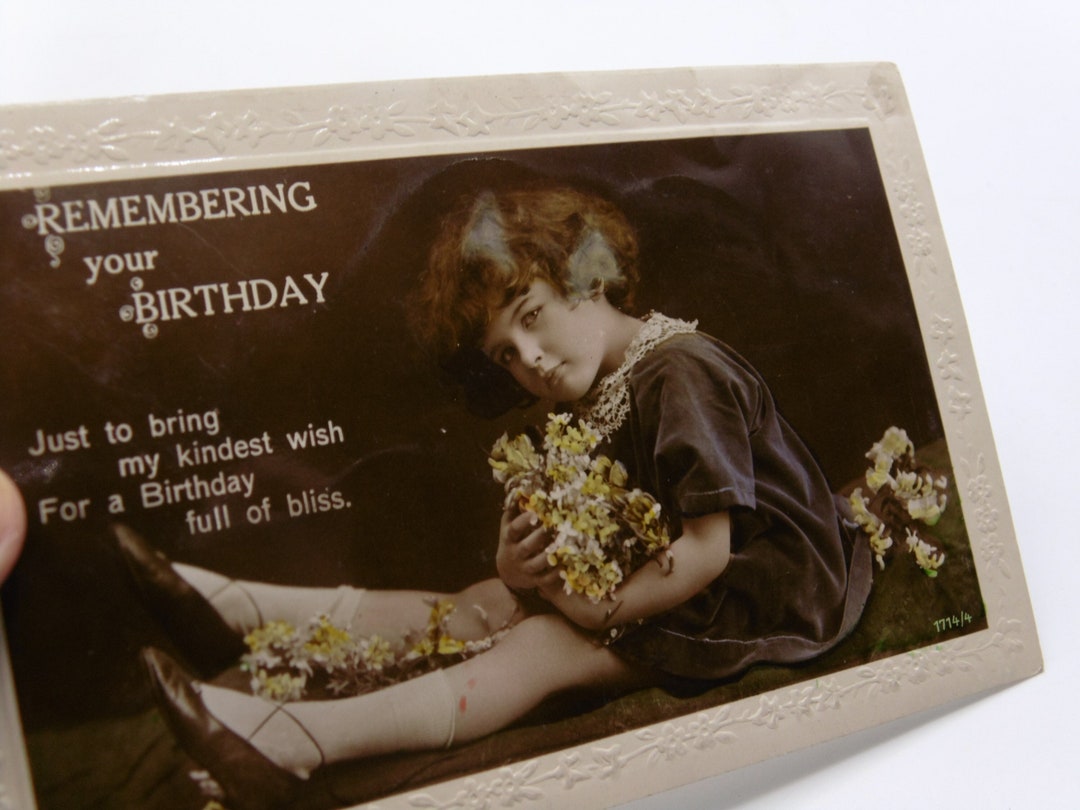 Remembering Your Birthday Vintage Postcard, C1920s, Written, Embossed ...