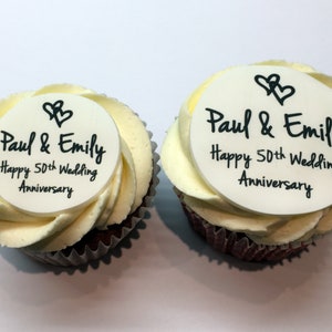 Personalised Cupcake Toppers | Edible Pre-cut Icing Discs 2" (50mm), 1. ...