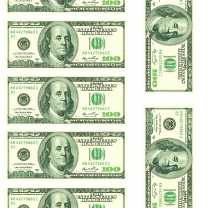 Edible Money - 100 Dollar Bills (3/4 Size) Printed on Edible Wafer ...