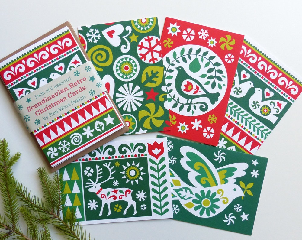 Scandi Christmas Cards Scandinavian Retro Christmas Card | Etsy