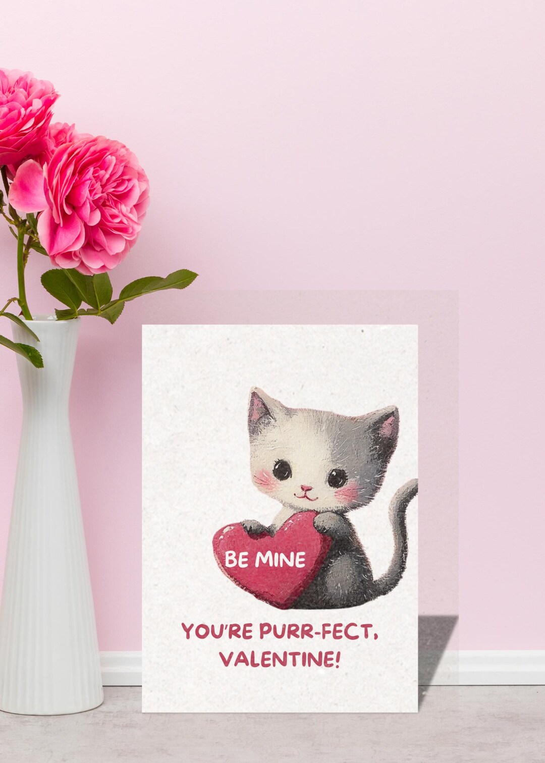 Adorable Cat Valentine's Day Printable Card Cute 'purr-fect' Designs - Etsy