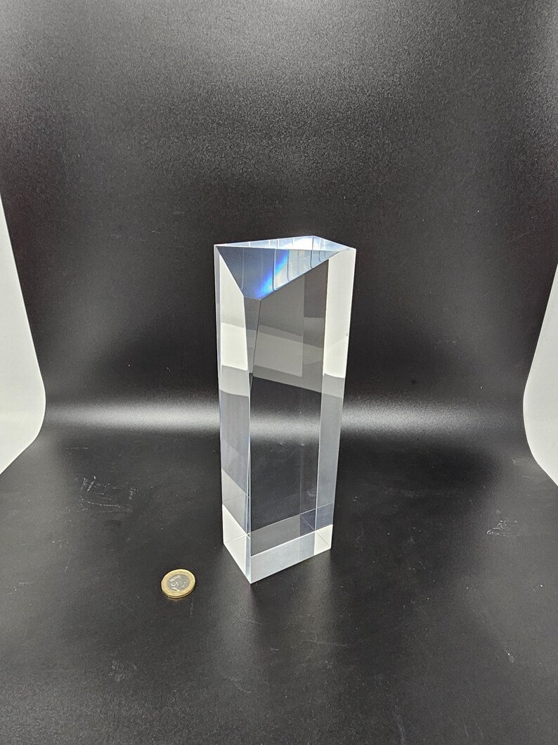 Clear Cast Acrylic 3D Trophy Block or VMD, Hand Polished, 230x70x45mm ...
