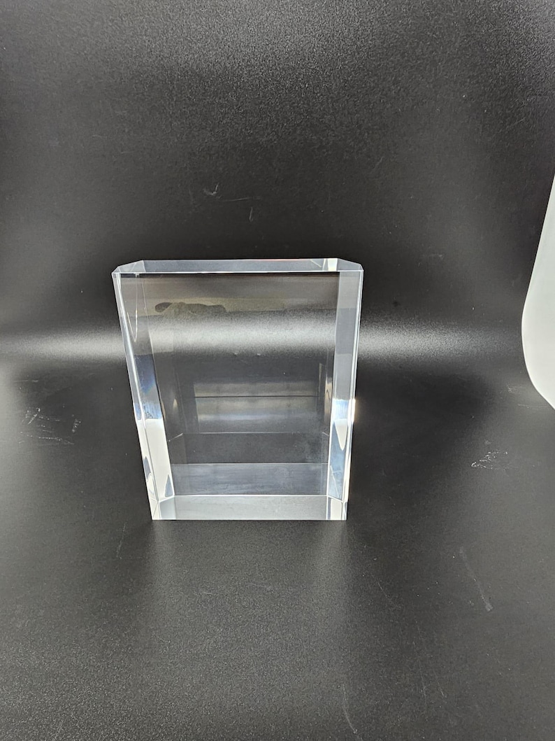 Clear Cast Acrylic 3D Trophy Block or VMD, Hand Polished, 160x120x40mm ...