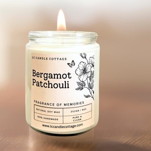 Bergamot & Patchouli Scented Candles Soy Candles Essential Oil Candles Aromatherapy Clean Candle ...