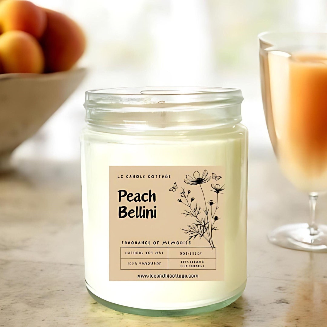 Scented Candle-peach Bellini Natural Soy Wax Candle- Fun Candles ...