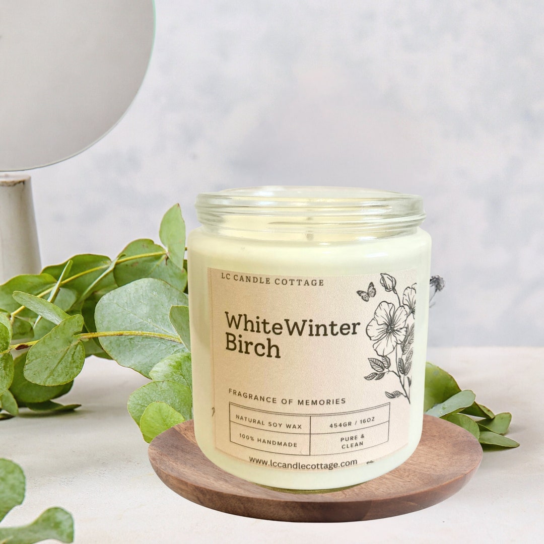 White Winter Birch Soy Candle Natural Candles Vegan Essential Oil ...