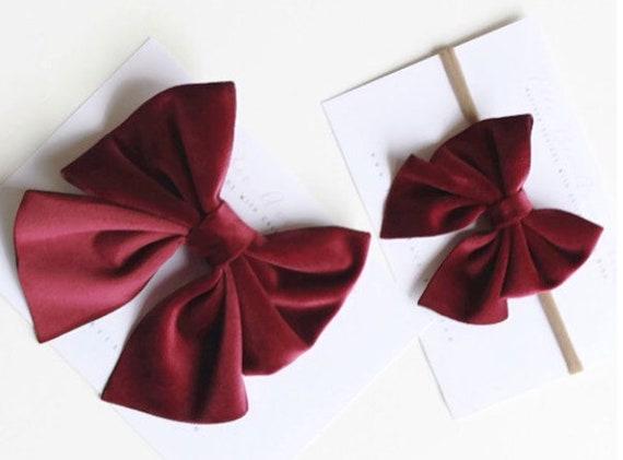 Velvet Hair Bow Velvet Bow Baby Bow Velvet Headband Velvet | Etsy Canada