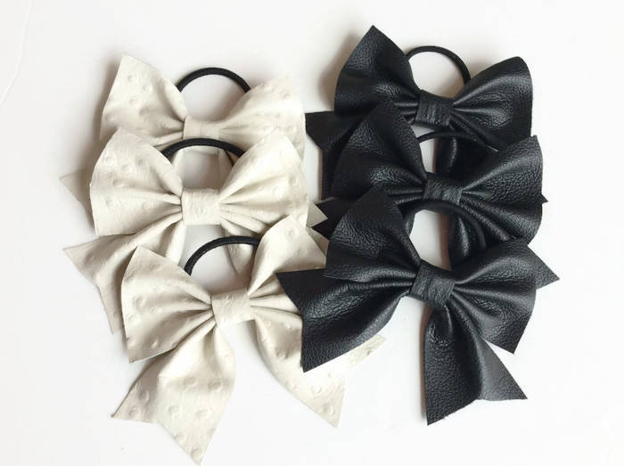 Leather Hair Bow, Leather Hair Clip, Leather Headband, Leather Bow ...