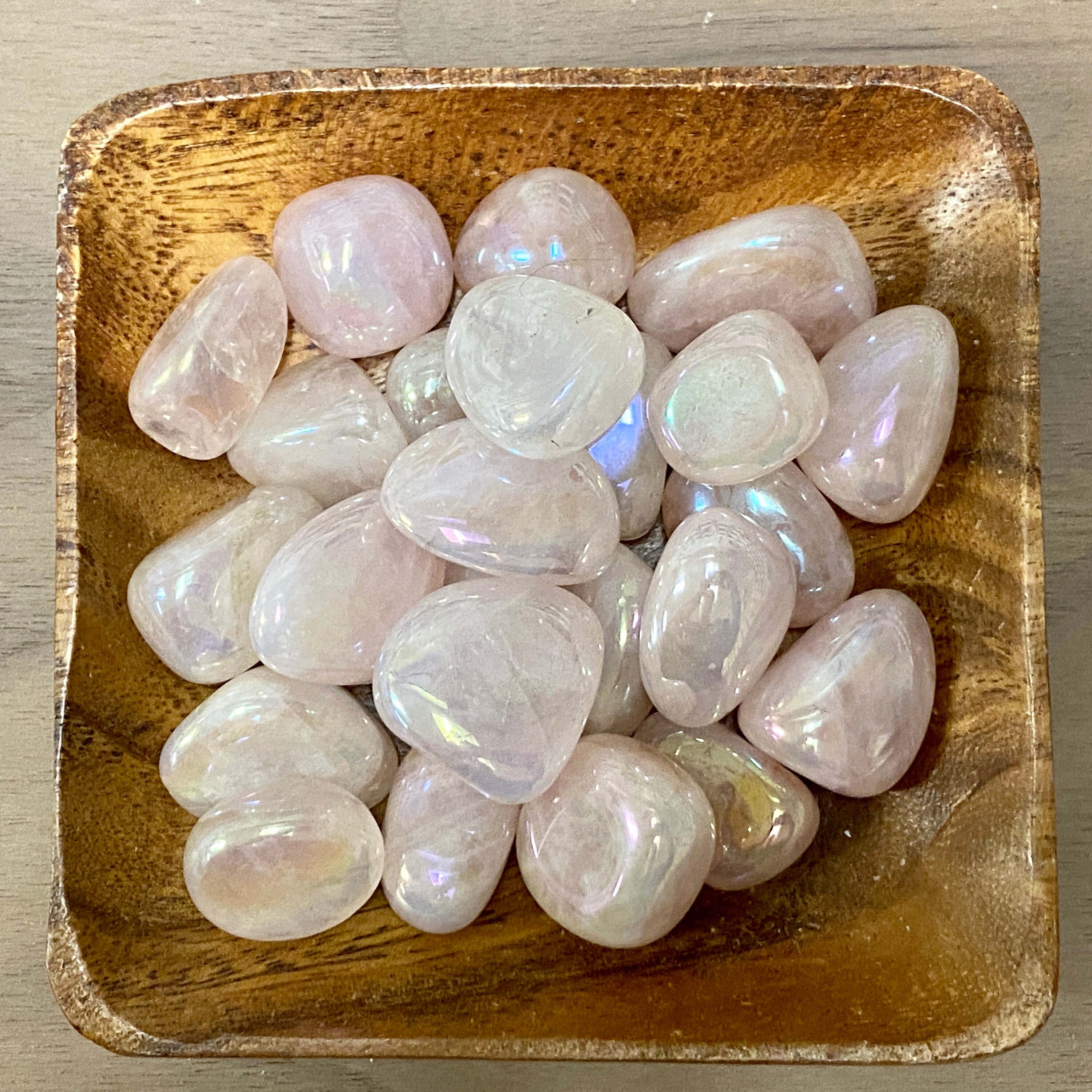 Rainbow Rose Quartz TUMBLED Angel Aura Rose Quartz 4th - Etsy