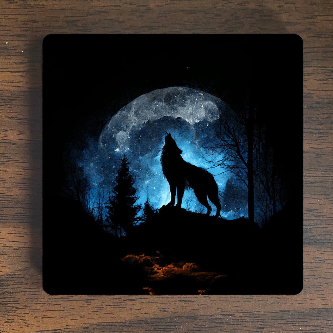 Wolf Moon Magnet Howling Wolf Magnet Spiritual Magnet Meditation Magnet ...