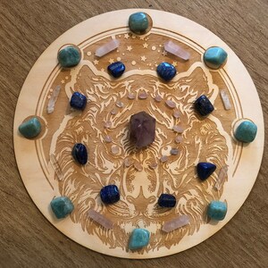 Tiger Moon Phase Crystal Grid - Tiger Crystal Grid - Altar Decoration ...