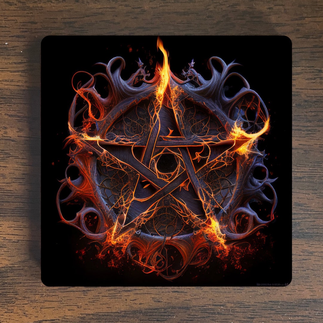 Flaming Pentagram Magnet Pentagram Magnet Spiritual Magnet Witch Magnet ...