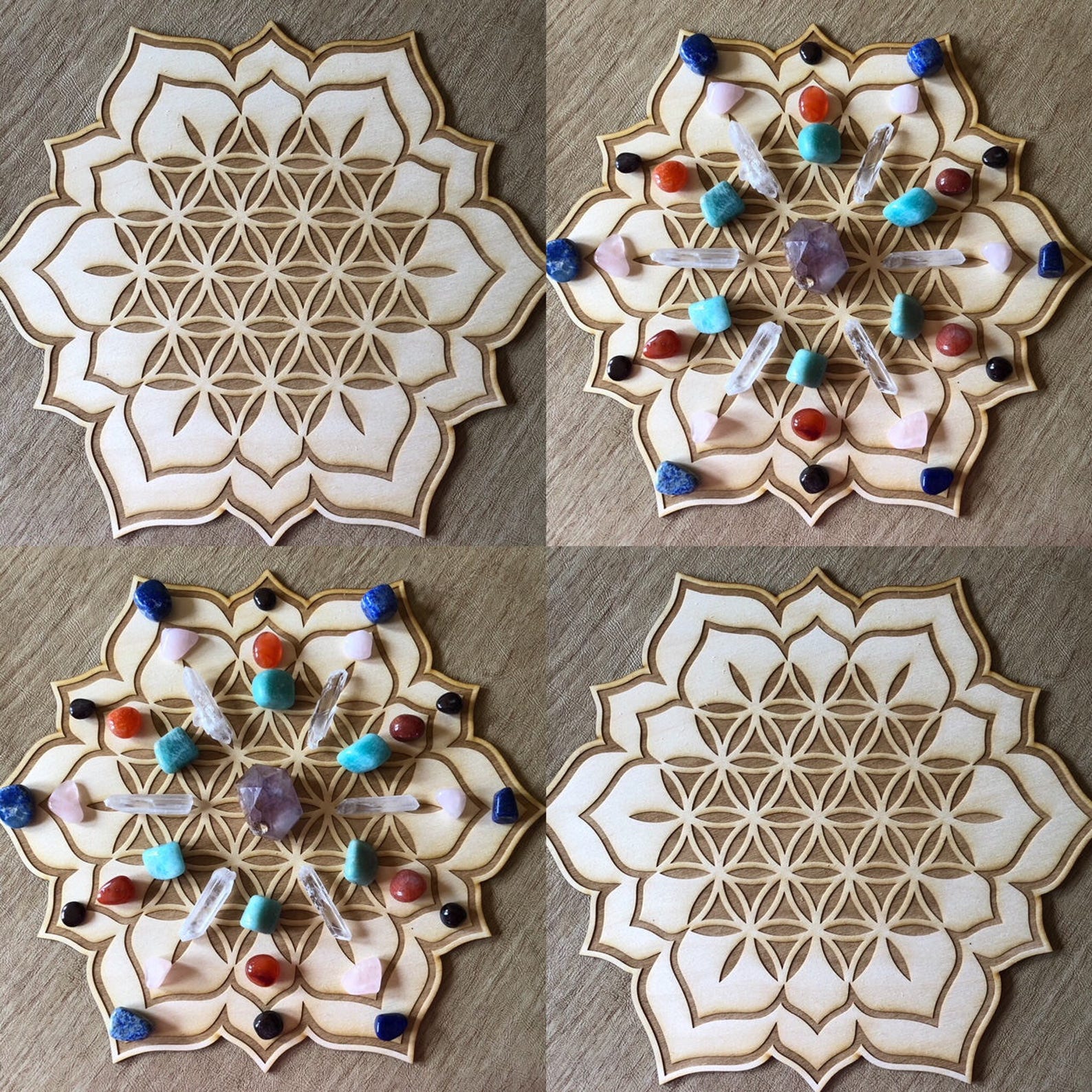 Flower of Life Lotus Crystal Grid - Altar Decoration - Etsy