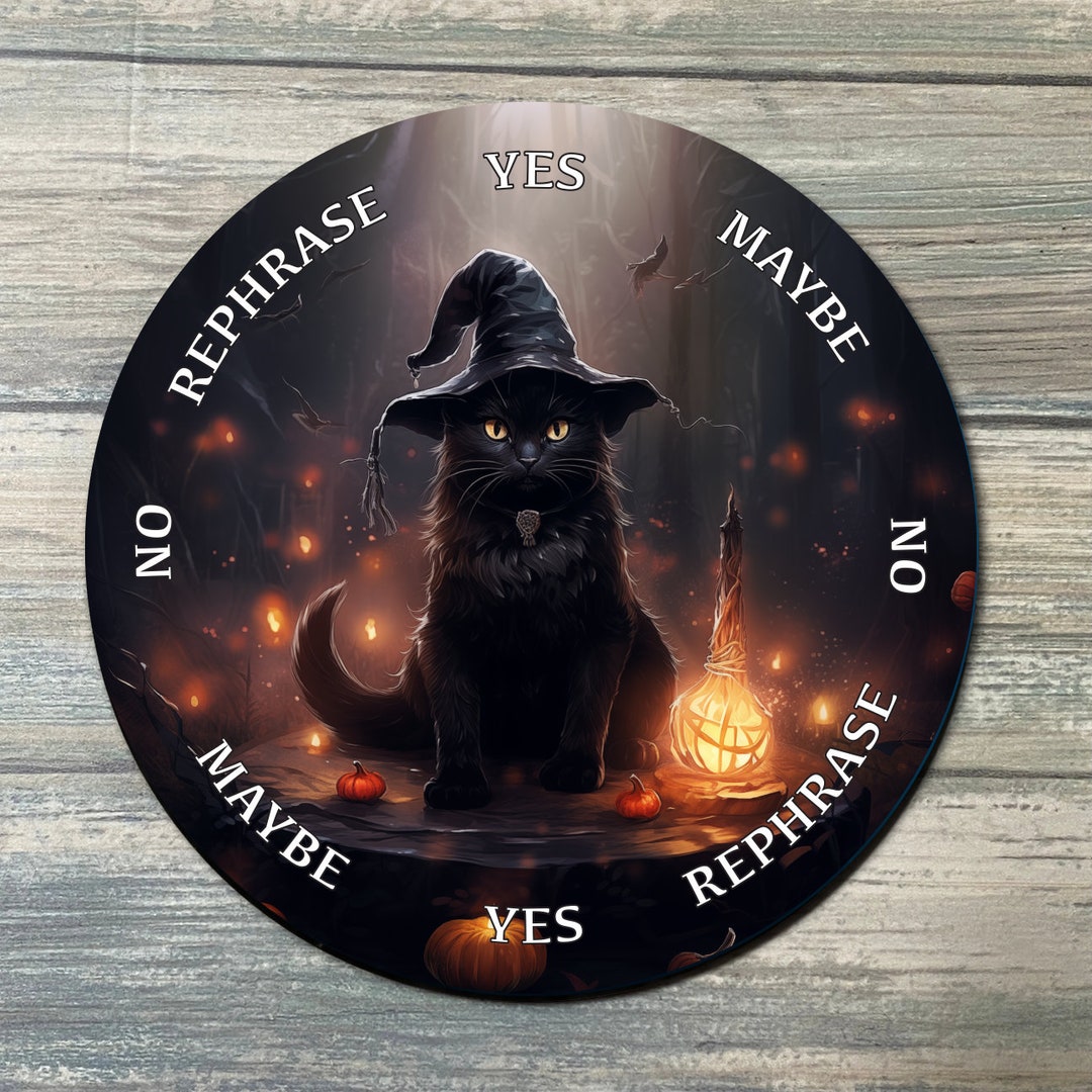 Black Cat Pendulum Board - Black Cat Divination Board - Full Color ...