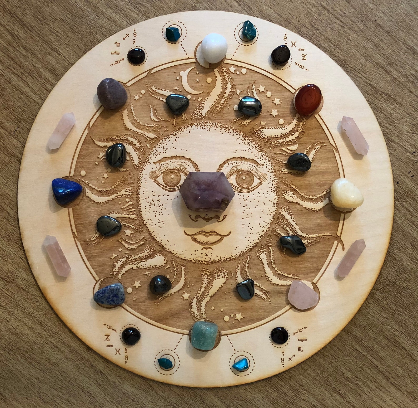 Sun Moon Phase Crystal Grid - Altar Decoration - Etsy