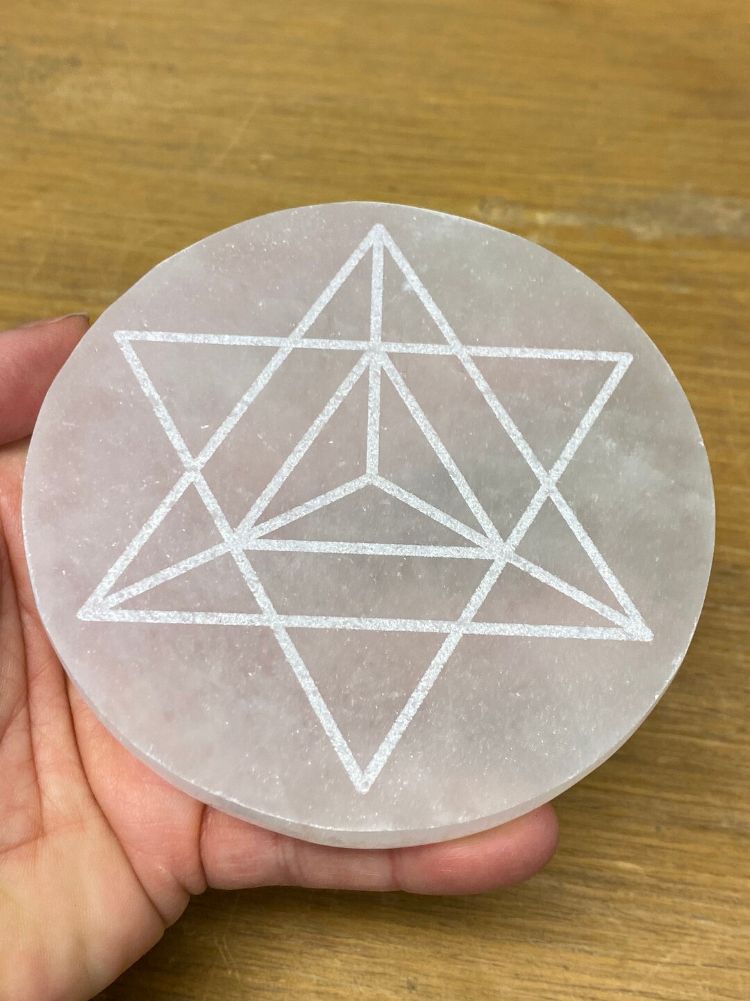 Selenite Large Engraved Merkaba Charging Platform Disc - Merkaba ...