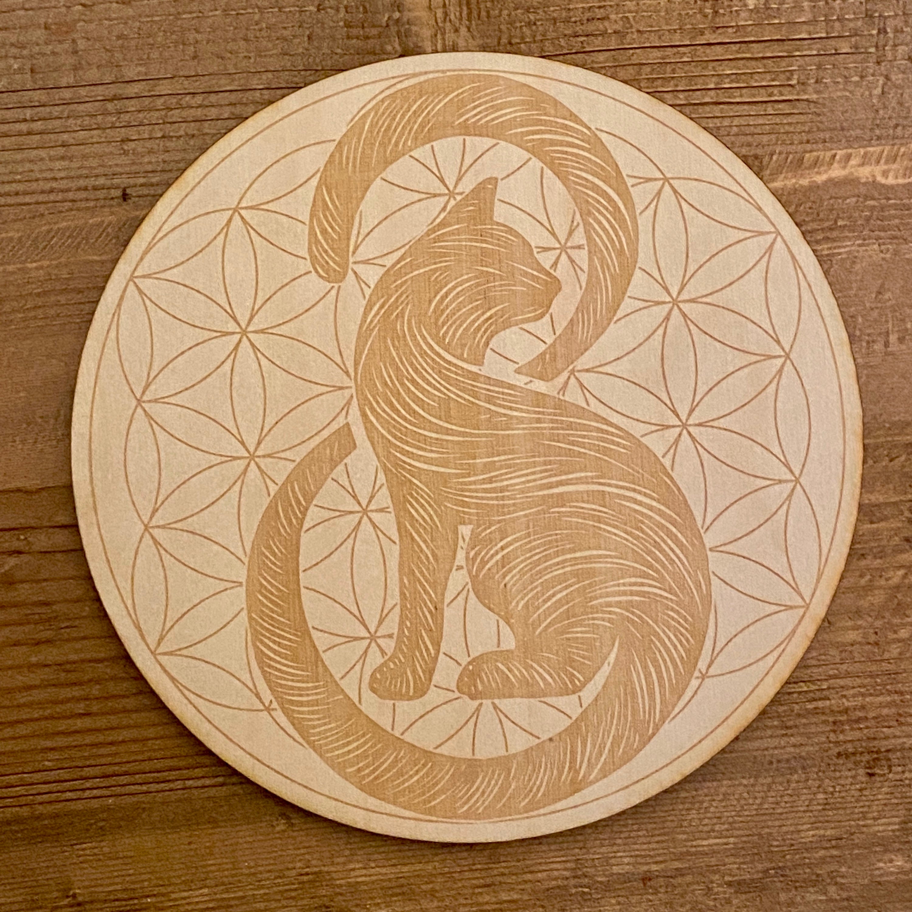 Infinity Cat Flower of Life Crystal Grid - Altar Decoration - Etsy