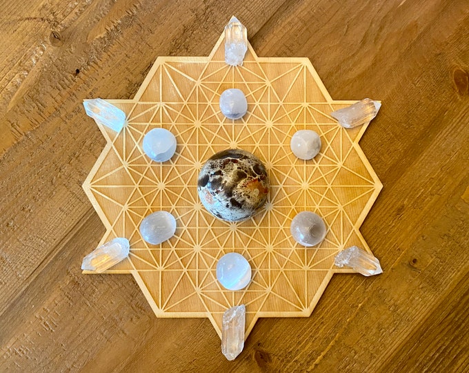 Flower of Life Eye of Horus Crystal Grid Altar Decoration - Etsy