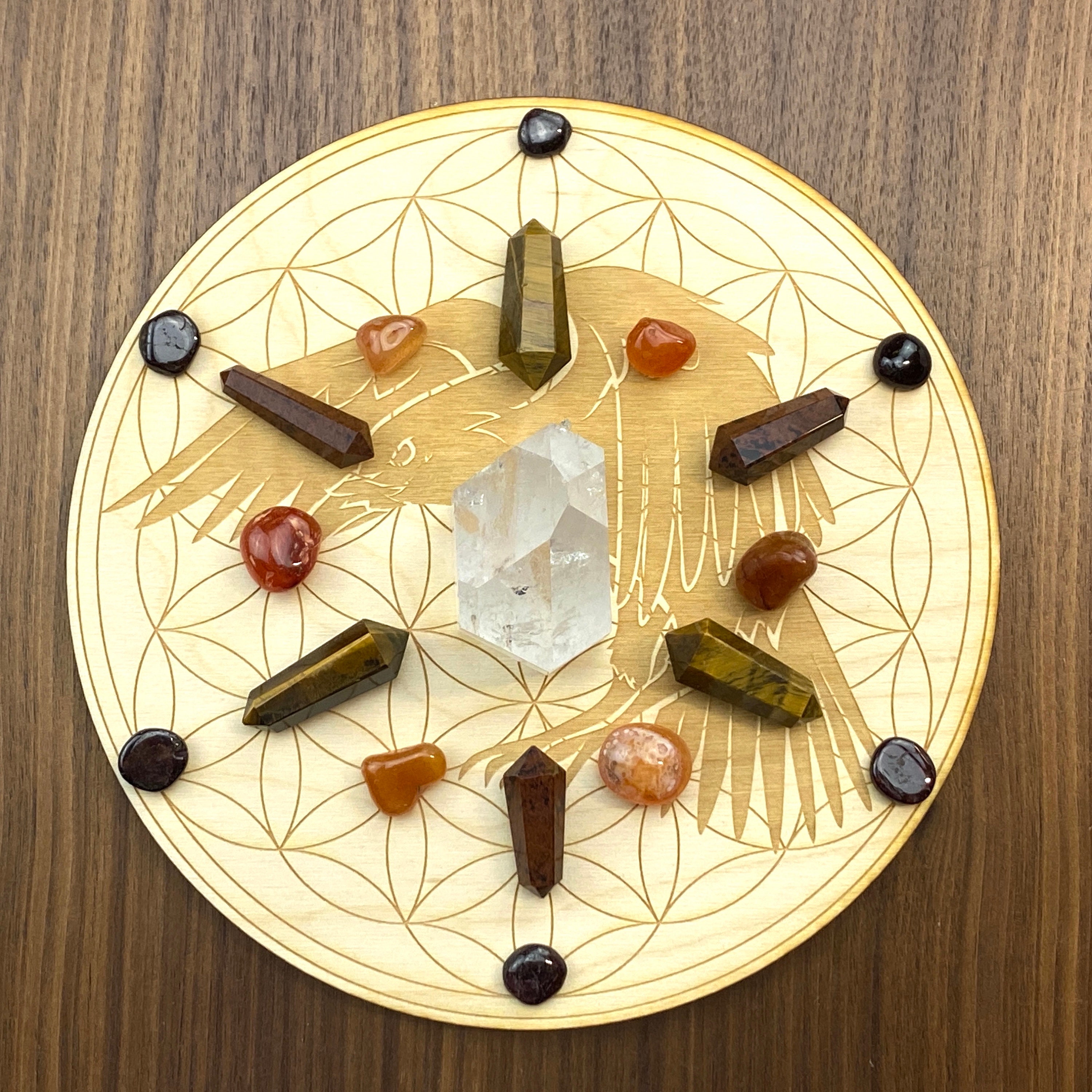 Raven Flower of Life Crystal Grid - Altar Decoration - Raven Crystal ...