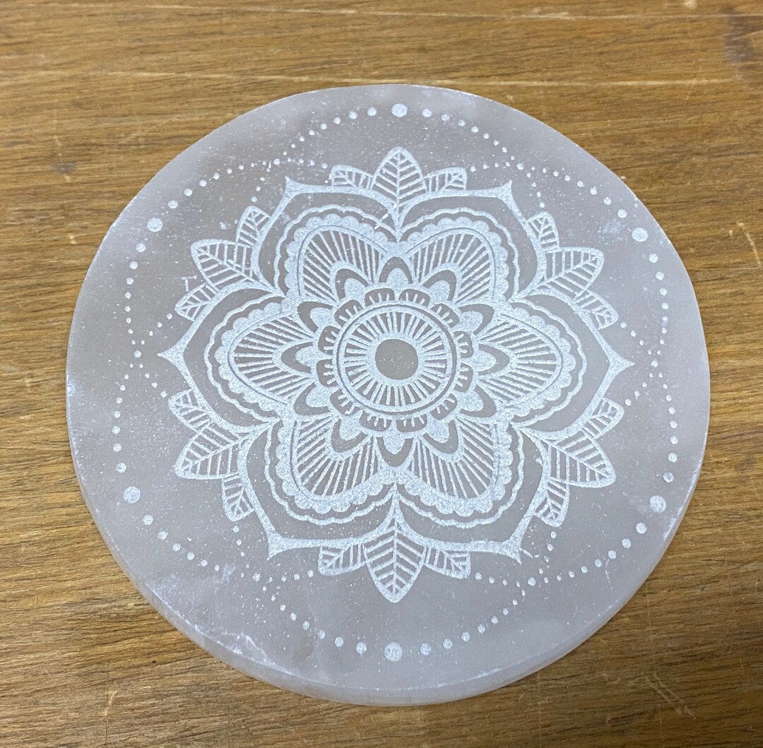 Mandala Selenite Engraved Charging Disc - Mandala - Sacred Geometry ...