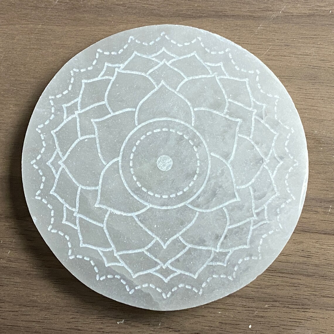 Chakra Selenite Engraved Charging Disc - Chakras - Sacred Geometry ...