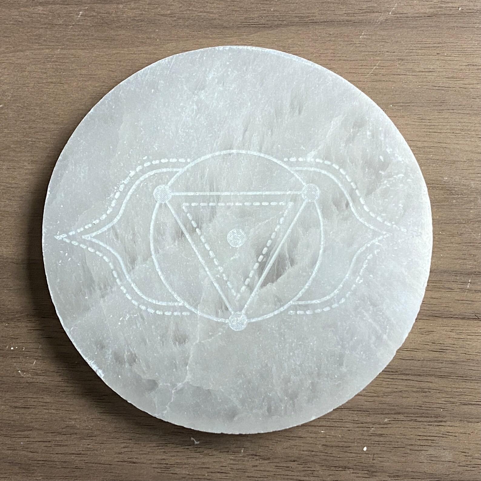 Chakra Selenite Engraved Charging Disc - Chakras - Sacred Geometry ...
