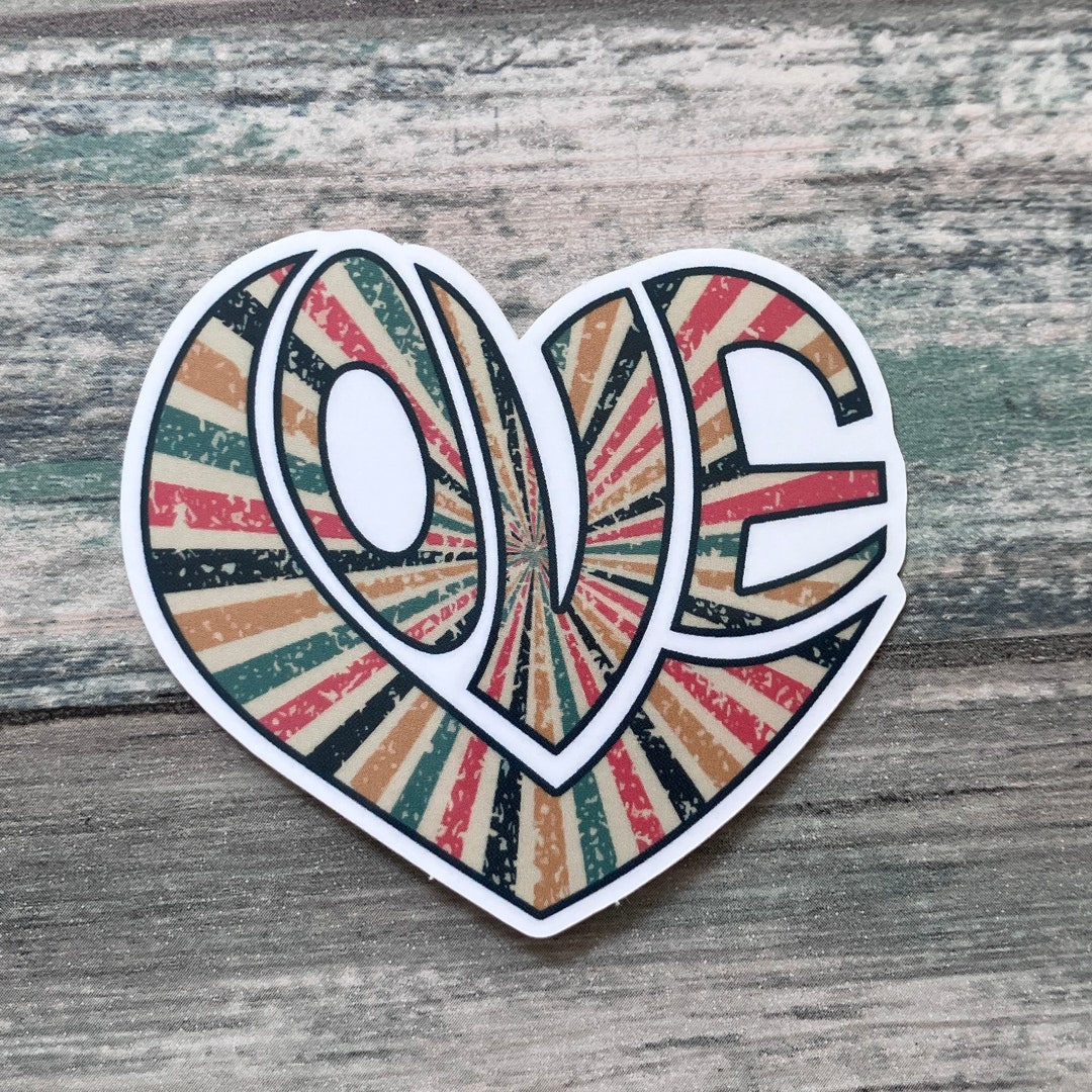 Retro Love Sticker - Vinyl Sticker - Love Sticker - Vintage Sticker ...