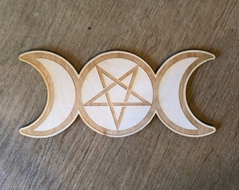 Celtic Triple Crescent Moon Crystal Grid Altar Decoration - Etsy