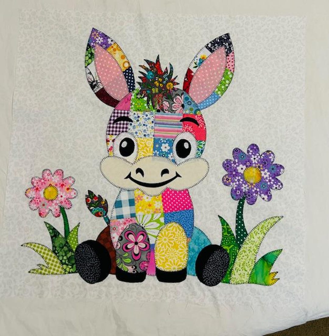 Patchwork Donkey Quilt Paper Pattern, Baby Blanket, Wall Hanging ...