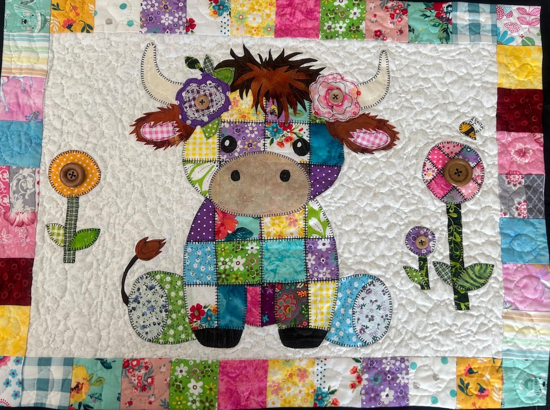 Wholesale Highland Cow Quilt Patterns: Applique Baby Blanket, Wall ...