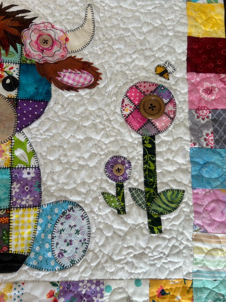 Highland Cow Patchwork Quilt Paper Pattern: Baby Blanket, Wall Hanging ...