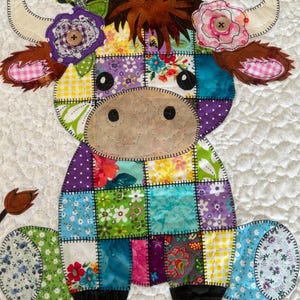 Patchwork Highland Cow Quilt Pattern: Applique Baby Blanket (PDF Download) - Etsy