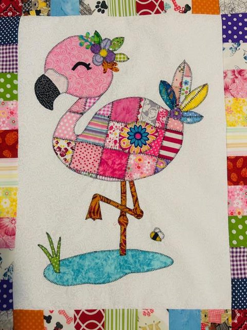 Patchwork Flamingo Quilt Pattern, PDF Instant Download, Baby Blanket ...