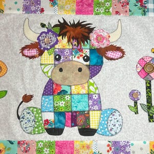 Patchwork Highland Cow Quilt Pattern: Applique Baby Blanket (PDF ...