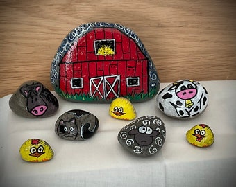 Farm Painted Rock - Etsy