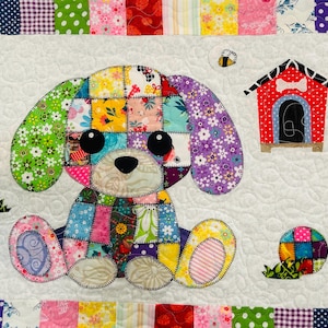 Patchwork Puppy Quilt Pattern, PDF Instant Download, Baby Blanket, Wall ...