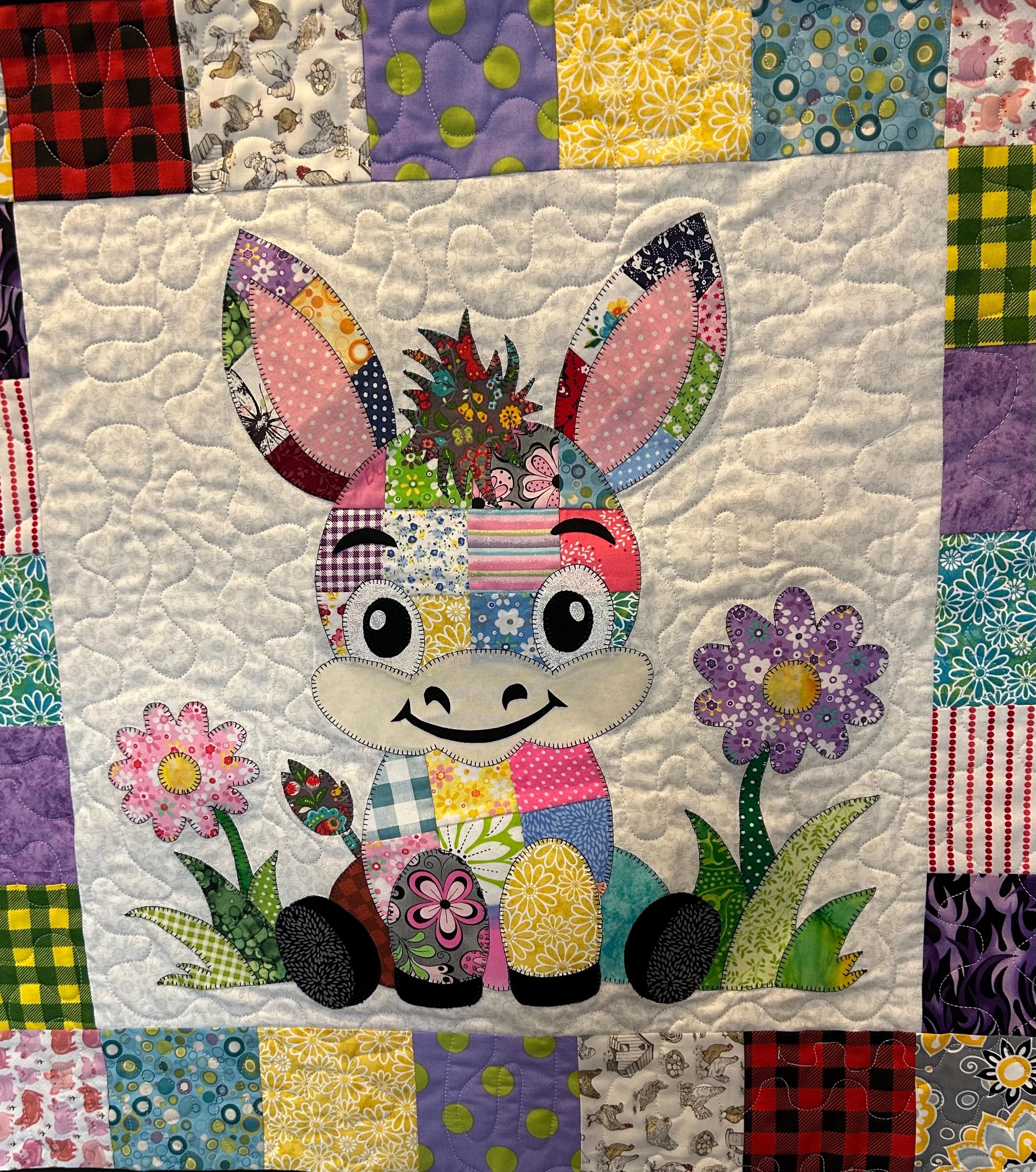 Patchwork Donkey Quilt Paper Pattern, Baby Blanket, Wall Hanging ...